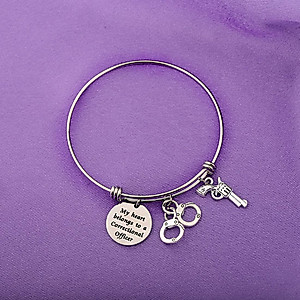 HOLLP Correctional Officer Wife Gift ForCorrectional Officer Mom Wife Daughter Handcuff Charm Jewelry Police Officer Gift (Bracelet)