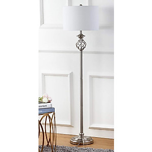 SAFAVIEH Lighting Collection Sophia Farmhouse Nickel 60-inch Living Room Bedroom Home Office Standing Floor Lamp (LED Bulb Included)