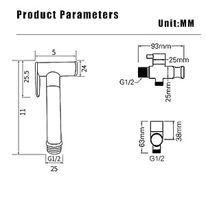 Handheld Toilet Bidet Sprayer for Toilet, Adjustable Water Pressure, Bathroom Bidet Spray Set for Muslim Shower, Cloth Diaper Sprayer Set, Hand Held Sprayer for Toilet, Wall Mounting (Brushed Gold)
