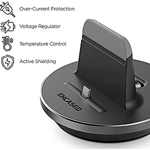 Encased USB Type C Desktop Charging Stand - Compatible with All Google Pixel Phones - Charger Dock for Pixel 6a, 6 Pro, / 7a, 7, 8, 8 Pro Models, Aluminum Black (Case Compatible)