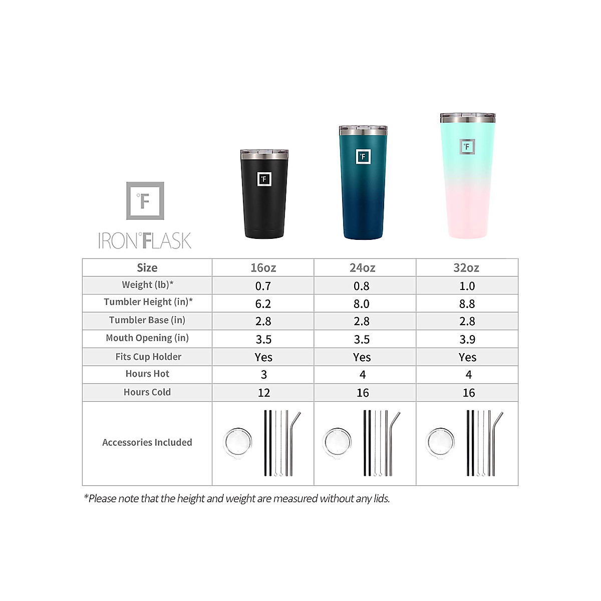 IRON °FLASK Classic Tumbler - 32 Oz BPA-Free Leak-Proof Drinking Cup, Vacuum Insulated Stainless Steel Water Bottle, Double-Walled Thermo Travel Mug for Hot & Cold Beverages, Car Cup Holder Compatible