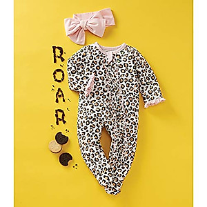 Mud Pie baby girls Mud Pie Leopard Headband Set, Multi, 0-3 Months and Toddler Sleepers, Multi, 3 Months US