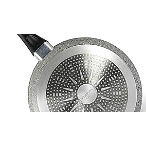 FLONAL Dura Induction Frying Pan Stone Effect Aluminum, 11.08-inches, Clear