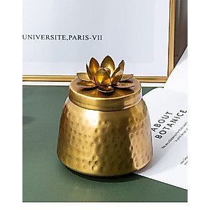 GENIGW Brass Storage Jar Living Room TV Cabinet Cover Candy Jars Palace Relief Grain Dispenser Ornaments