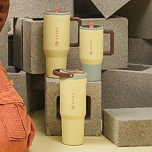 HydroJug Traveler - 40 oz Water Bottle with Handle & Flip Straw - Fits in Cup Holder, Leak Resistant Tumbler-Reusable Insulated Stainless Steel & Rubber Base - Gifts for Women & Men, Belle