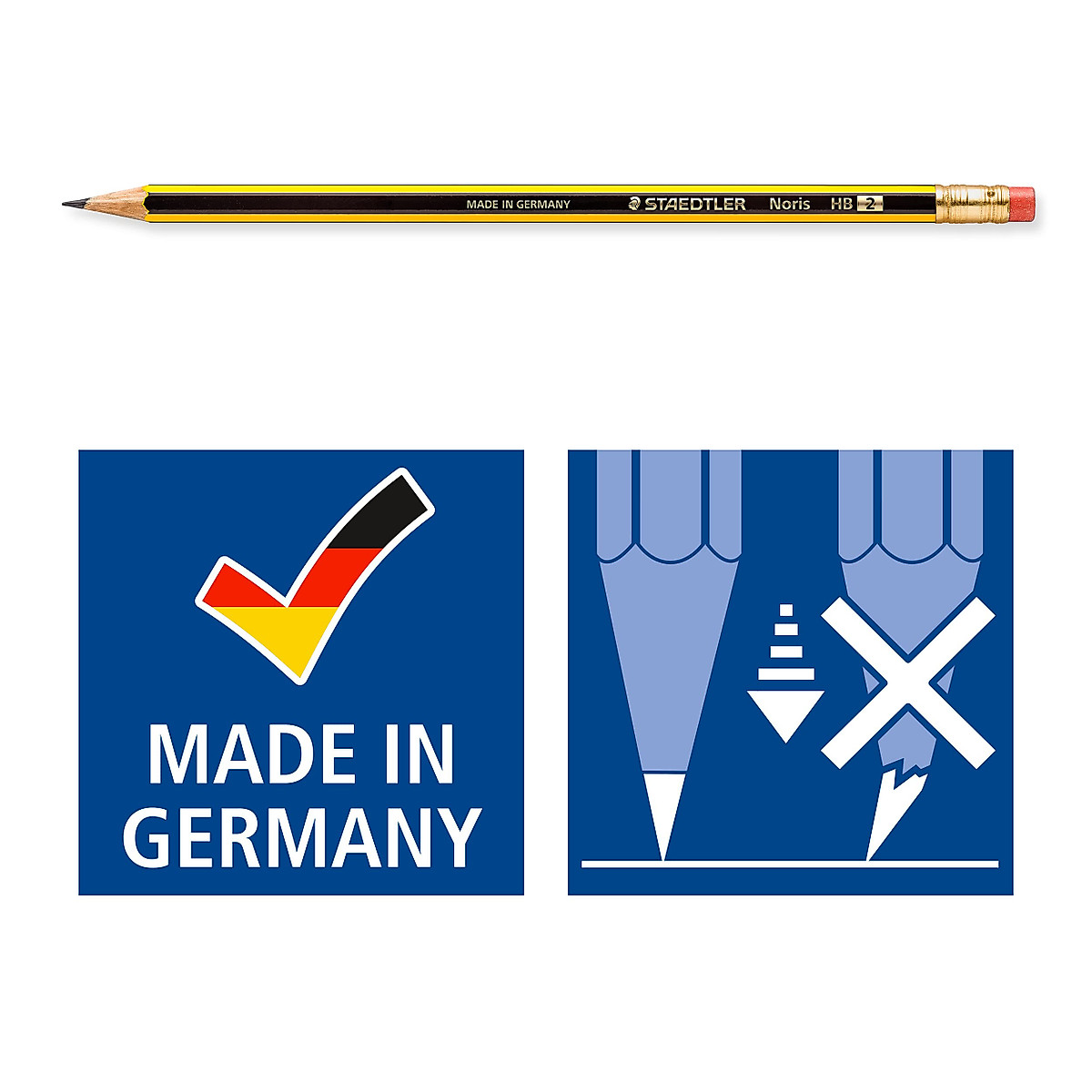 STAEDTLER 122-HB Noris Graphite Pencils with Eraser-Tip - HB (Box of 12)