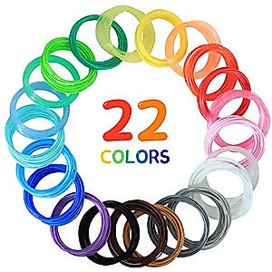 BBLIFE 1.75mm PLA 3D Pen/Printer Filament Refill, 22 Colors, Each Color 10ft, Total 220ft PLA Filament Sample Pack, Support with MYNT3D SCRIB3D 3D Printing Pen, Compatible with 3Doodler Pen
