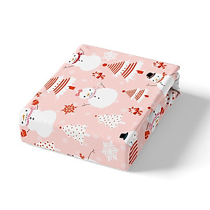 Christmas Kids Bedding Set Cartoon Snowman Bedding Duvet Cover Set for Boys Girls Christmas Tree Decor Comforter Cover Set Pink Dots Xmas Theme Bedspread Cover Bedroom Quilt Cover 2Pcs Twin Size