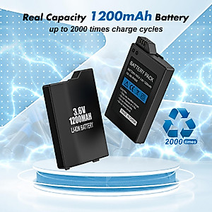 KEKUCULL 2Pcs Rechargeable Battery Real Capacity 1200mAh Lithium Ion Battery Pack Replacement for PSP-2000, PSP-2001, PSP-3000, PSP-3001, PSP-3002, PSP-3004, PSP Lite, and PSP Slim Console