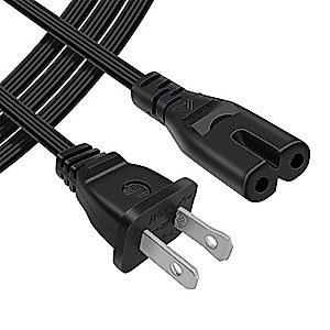 [UL Listed] Powseed 6Ft 2-Prong Power Cord 2 Slot AC Adapter Cord for HP Dell Samsung Sony Asus Acer Toshiba Laptop Charger LED LCD Monitor TV Epson Lexmark Printer Ps2 Ps3 Slim Ps4 Xbox