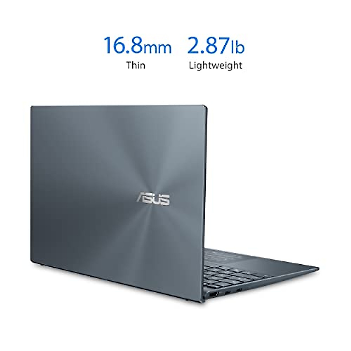 ASUS ZenBook 14 Ultra-Slim Laptop 14” FHD Display, AMD Ryzen 5 5600H CPU, Radeon Vega 7 Graphics, 8GB RAM, 512GB PCIe SSD, NumberPad, Windows 11 Home, Pine Grey, UM425QA-EH51