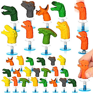 Aoriher 48 Pieces Realistic Dinosaurs Toys Spring Launchers Toys Jumping Toys Bouncy Party Favors for Dinosaur Party Classroom Prizes Return Gifts Goodie Bag Fillers, 8 Styles (Realistic Style)