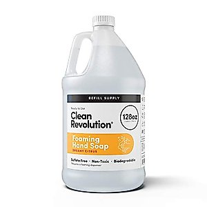 Clean Revolution Foaming Hand Soap Refill Supply Container, Ready to Use Formula, Dreamy Citrus Fragrance, Gluten Free, 128 Fl. Oz