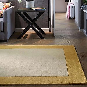 Capitola Rugs Hand Tufted Wool Area Rug, Bordered Design, Multiple Colors, Multiple Sizes, Indoor (Beige, 5 ft X 8 ft)