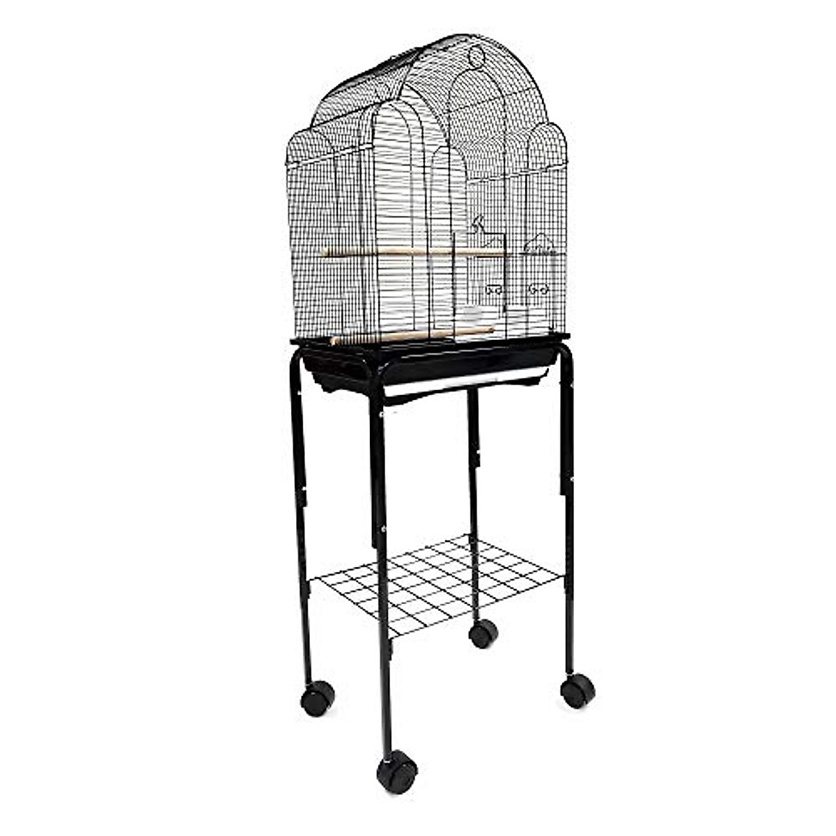 YML Bar Spacing Shell Top Bird Black Cage with Stand, Small