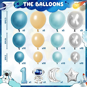 cocomigo 190pcs First Trip Around The Sun Decorations Set, Include Balloon Arch Kit, Backdrop, Plates, Tablecloth, Ballon Box, Etc, for 1st Trip Around The Sun Birthday Decorations Baby Shower