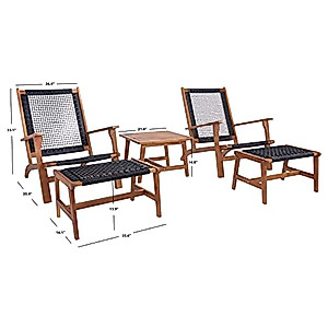 SAFAVIEH Outdoor Collection Chantelle Natural/Black Woven 5-Piece Patio Set