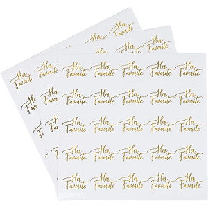 Pipilo Press Gold Foil Stickers for Weddings, His Favorite, Her Favorite (1 in, 200 Pieces)