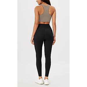 ODODOS Women's High Waisted Full Length Yoga Leggings with Pockets, 28" Inseam Tummy Control Non See Through Workout Athletic Running Yoga Pants, Plus Size, Black, XX-Large