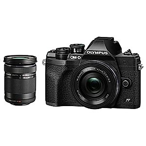 Olympus OM-D E-M10 Mark IV Digital Camera with M.Zuiko Digital ED 14-42mm f/3.5-5.6 EZ and M.Zuiko Digital ED 40-150mm f/4.0-5.6 R Lenses (Black) (2 Items)