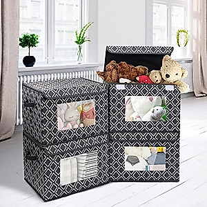Large Collapsible Storage Bins with Lids, 17" x 12" x 12" Fabric Storage Cube Boxes Organizer Baskets with Reinforce Handles for Clothes, Toys, Books, Closet, Shelves, Kids Room, Office (4 Pack,Gray)