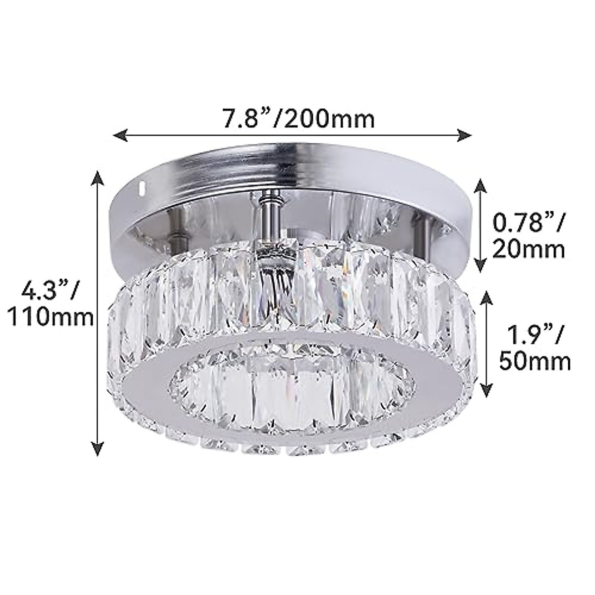 Zenouidle Modern Crystal Chandelier Small Flush Mount Ceiling Light Fixture LED Crystal Ceiling Light for Dining Room Bedroom Living Room Hallway (Cool White)