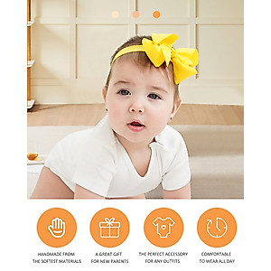 jollybows 40pcs Baby Girls Grosgrain Ribbon Hair Bows Headbands 4" Elastic Hair Band Hair Accessories for Infants Newborn- Natural Color Set