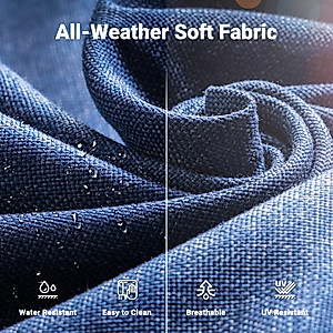 ovios 5-Pieces Patio Furniture Set, Outdoor Wicker Chairs of 4 with 30-inches Fire Pit Table, High Back Rattan Chair Set for Porch Deck Garden (Denim Blue)