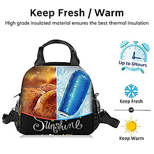 Rcekvoh Sunflower Insulated Lunch Bag Girls You are My Sunshine Gifts Thermal Lunch Box for Women Portable Lunch Tote Bag for School Work with Adjustable Shoulder Strap