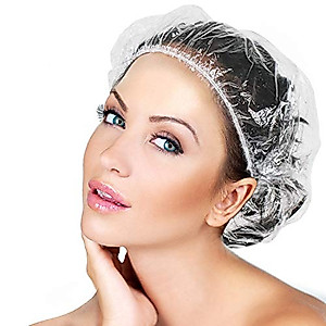Disposable Shower Caps 100 Pcs - Multi-Purpose Thickening Elastic Bath Cap Plastic Waterproof Clear Bath Shower Caps Women Spa,Home Use, Hotel and Hair Salon, Portable Travel