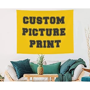 GSHUJBV Custom Wall Tapestry Personalized Image/Logo/Text Custom Tapestry Funny Backdrop Poster for Dormitory，Bedroom (37x29inch Horizontal)