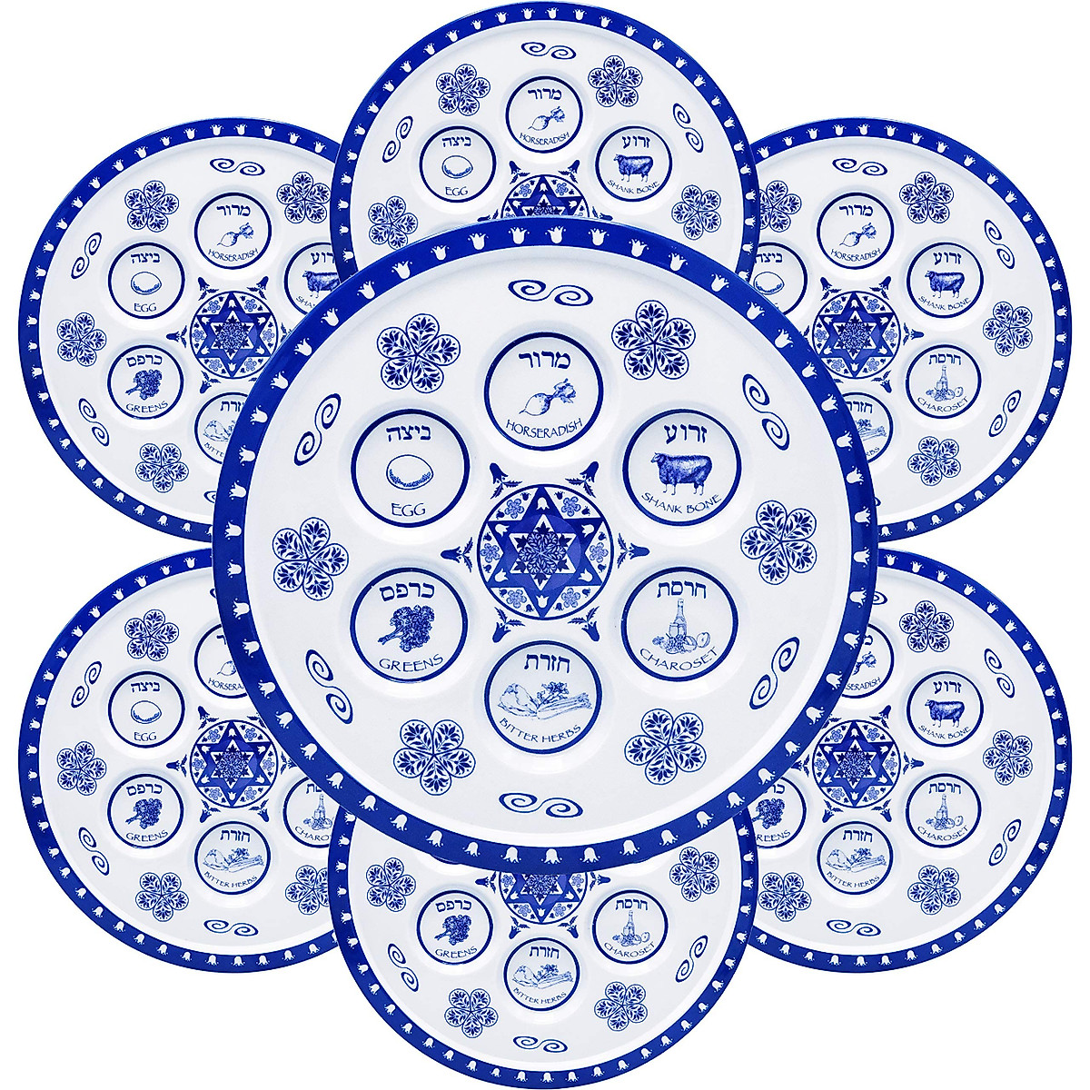 The Dreidel Company Seder Plate Passover Plate Melamine Renaissance Design Passover Seder Plates