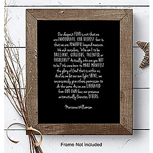 Marianne Williamson Deepest Fear Quote Wall Art Print - Perfect Home Decor for Office, Bedroom, Bathroom, Dorm - Inspirational, Motivational, Spiritual Gift for Women - Unframed 8X10 Photo