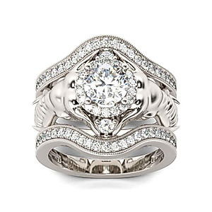 Jeulia 2.5 Carat Elephant Ring 3PC Wedding Ring Set for Women 925 Sterling Silver Round Cut Engagement Rings Cubic Zirconia Bridal Band Rings CZ Solitaire Promise Anniversary Rings for Her (9.5)