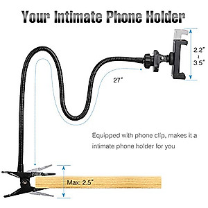 Webcam-Stand-Mount Phone Camera Desk-Clamp-Holder - 27 Inch Flexible Gooseneck Arm Mount Stand for Phone Gopro Hero Webcam C922 C930 C930e C920 Brio 4K C615 C922x C925e C920s C270 C310