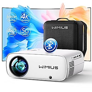 Projector with WiFi and Bluetooth, Native 1080P Projector 4K Supported 480 ANSI WiMiUS S26 Outdoor Movie Projector 4K/4D Keystone 300'' & 50% Zoom, Mini Portable Projector for Phone/PC/TV Stick/PS5