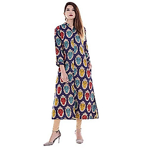 Ramkudi Indian Women's Printed Cotton Kurti Multicolor Top