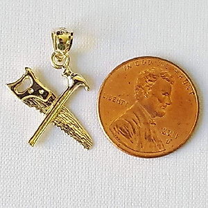 SURANO DESIGN JEWELRY 14k Yellow Gold Saw & Hammer Pendant, Made in USA