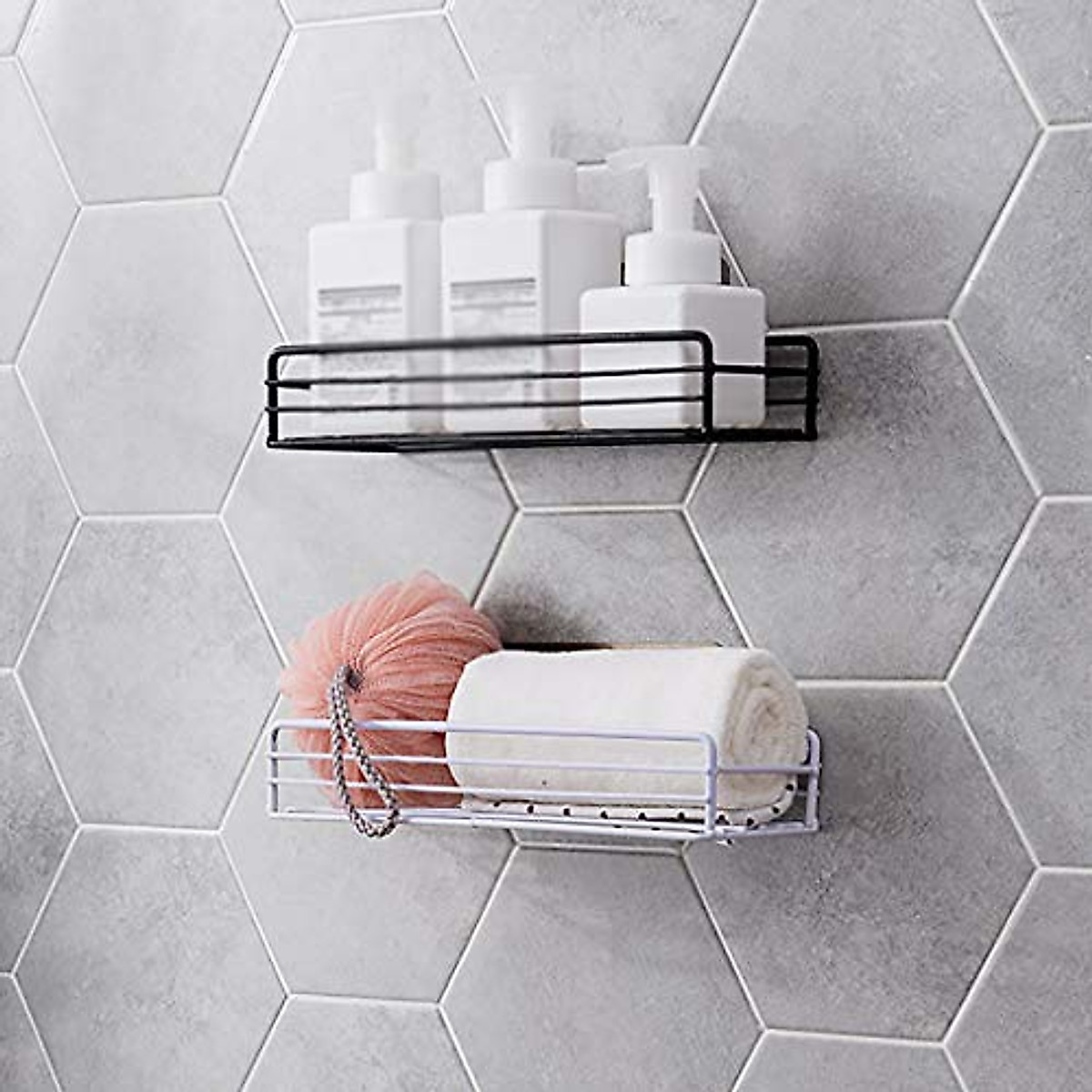 Bathroom Shelf, Adhesive Corner Shower Free Punching, Used for Shower Room Organization and Kitchen Storage