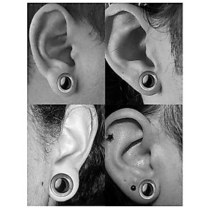 Vsnnsns 0G 316L Surgical Stainless Steel Ear Gauges Tunnel Plug Earrings Expander Stretcher Piercings Jewelry for Women Men 6 Pairs 0 Gauge 8mm