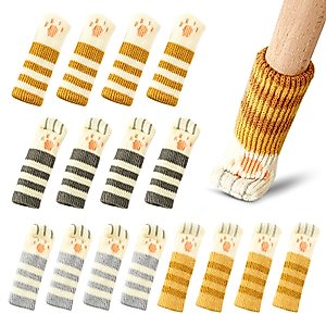 GETKEN 16 Pack Fabric Chair Socks, Chair Leg Caps Protectors for Hardwood Floors, Chair Leg Floor Protectors for Furniture Legs - 4 Sets Chair Leg Covers to Protect Floors