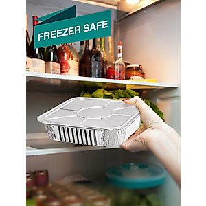 NEEBAKE 24 Pack Disposable Aluminum Pans with Lids Combo Set- 12 Large 9x13 Foil Pans Half Size & 12 Small 8x8 Tin Foil Baking Pans, Tin Trays Containers for Meal Prep, Food Cooking, Roasting, Heating