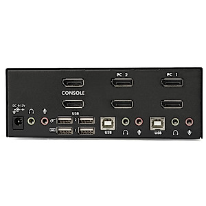 StarTech.com 2-Port DisplayPort KVM Switch - Dual-Monitor - 4K 60 - with Audio & USB Peripheral Support - DP 1.2 - USB Hub, TAA (SV231DPDDUA2)