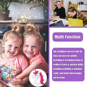 Chew Necklace for Sensory Kids Girls, Silicone Chewing Pendant Necklace for Children or Adults with Anxiety Autism ADHD Oral Motor, Chewable Necklace for Chewers (Rose Pink)