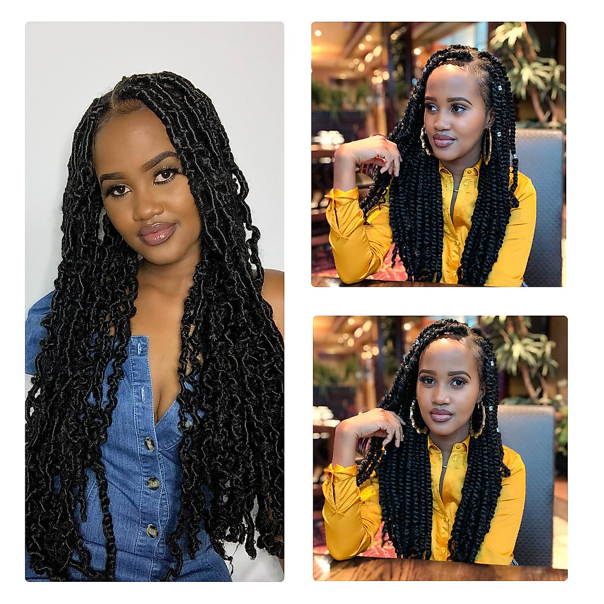 Brazilian Wool Hair Acrylic Yarn 100% for African Crochet Braid/Box Braids/Jumbo Braiding/Senegalese Twist/Faux Locs/Twist Wraps Synthetic Fiber Hair Extensions Natural Black Color