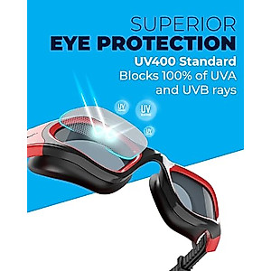 AqtivAqua Swimming Goggles Swim Goggles for Adults Men Women Kids Youth Girls Boys Children DX (Clear-Lenses White/Black-Frame)