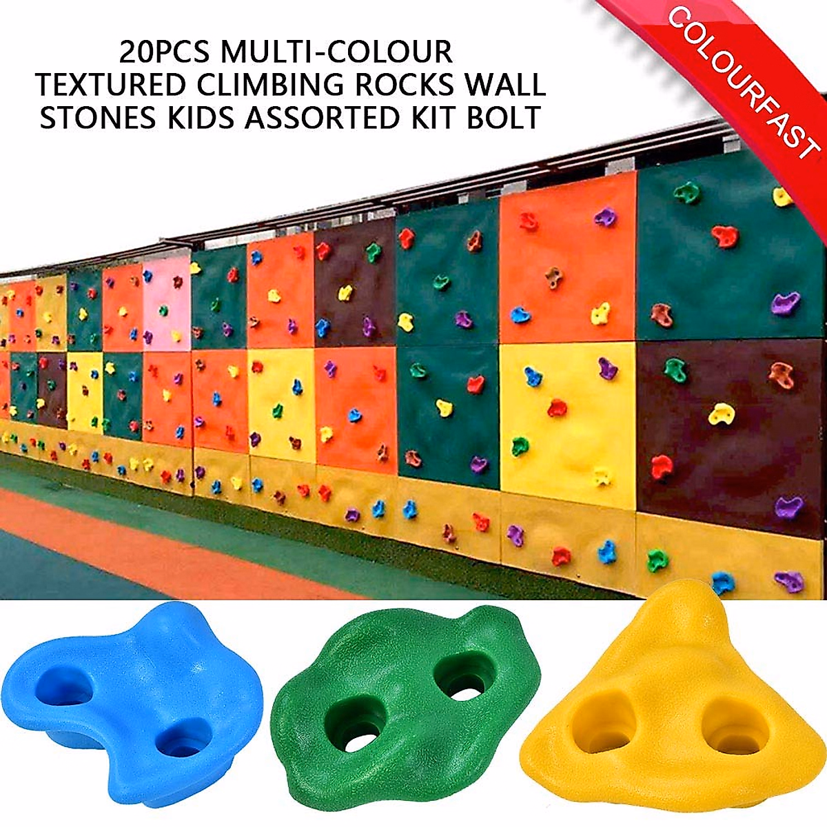 Natudeco 20Pcs Wall Climbing Rocks Climbing Stone Rock Plastic Wall Climbing Kit DIY Climbing Wall Grip Kids Climbing Wall Stone for Outdoor Indoor Home Playground