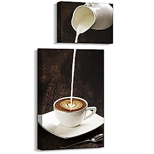 Kitchen Dining Room Wall Decor Funny Latte Canvas Wall Art Modern Home Coffee Bar Decorative (coffee)