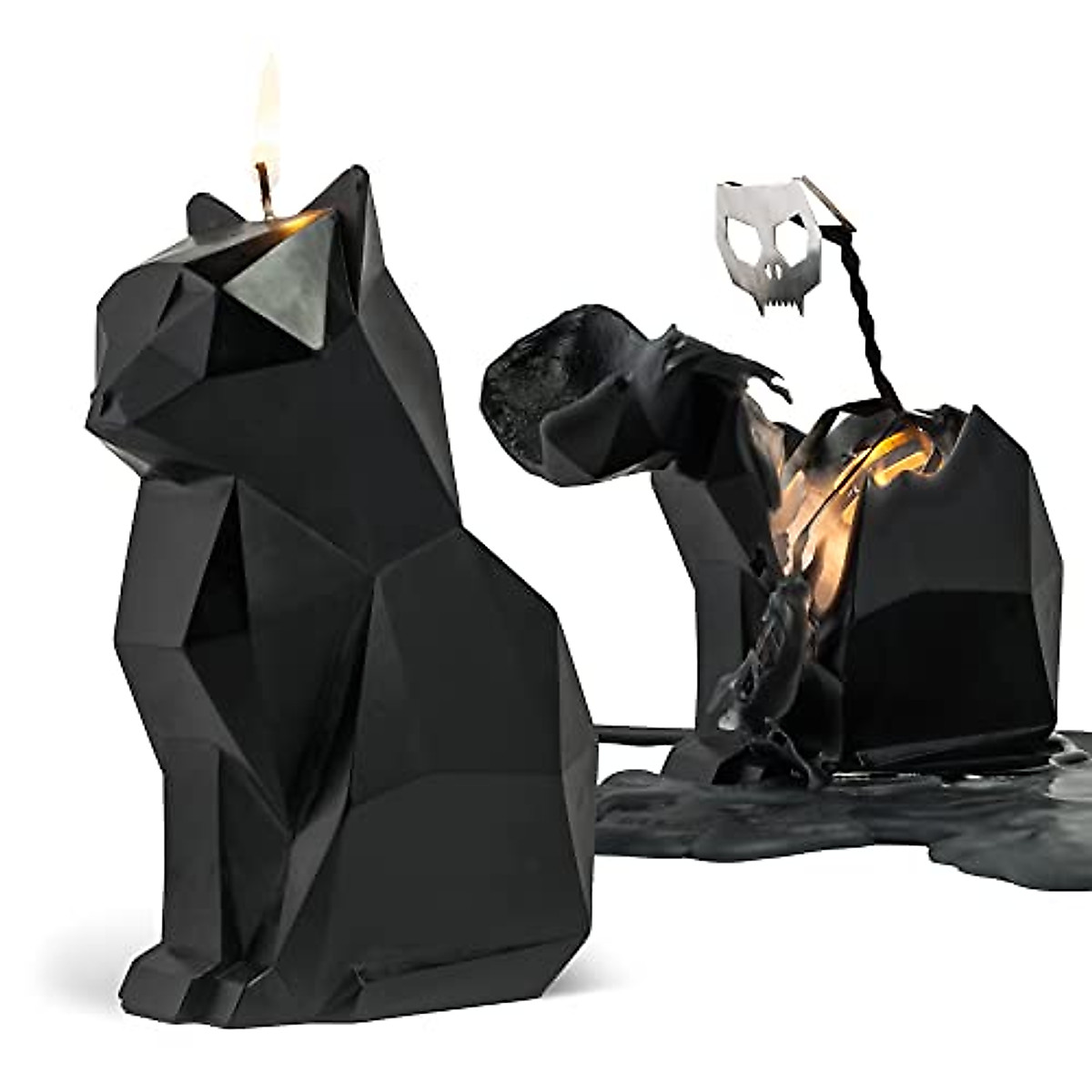 PyroPet Cat Candle - Black - Cat Candle with an Aluminum Skeleton Inside - 25 Hour Burn Time - 7” Tall - Unique Gift for Cat Lovers, Halloween, Christmas Gifts, Mom, Daughter, Wife, Girlfriend Gifts