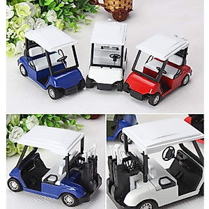 6 Pack: Diecast Golf Carts Toy with Clubs, Alloy Metal Mini Model 1:20 Scale Golfcart Pullback Vehicles for Golfing Themed Office Desk Decor, Bulk Birthday Party Cake Decorations (4.75 Inches)